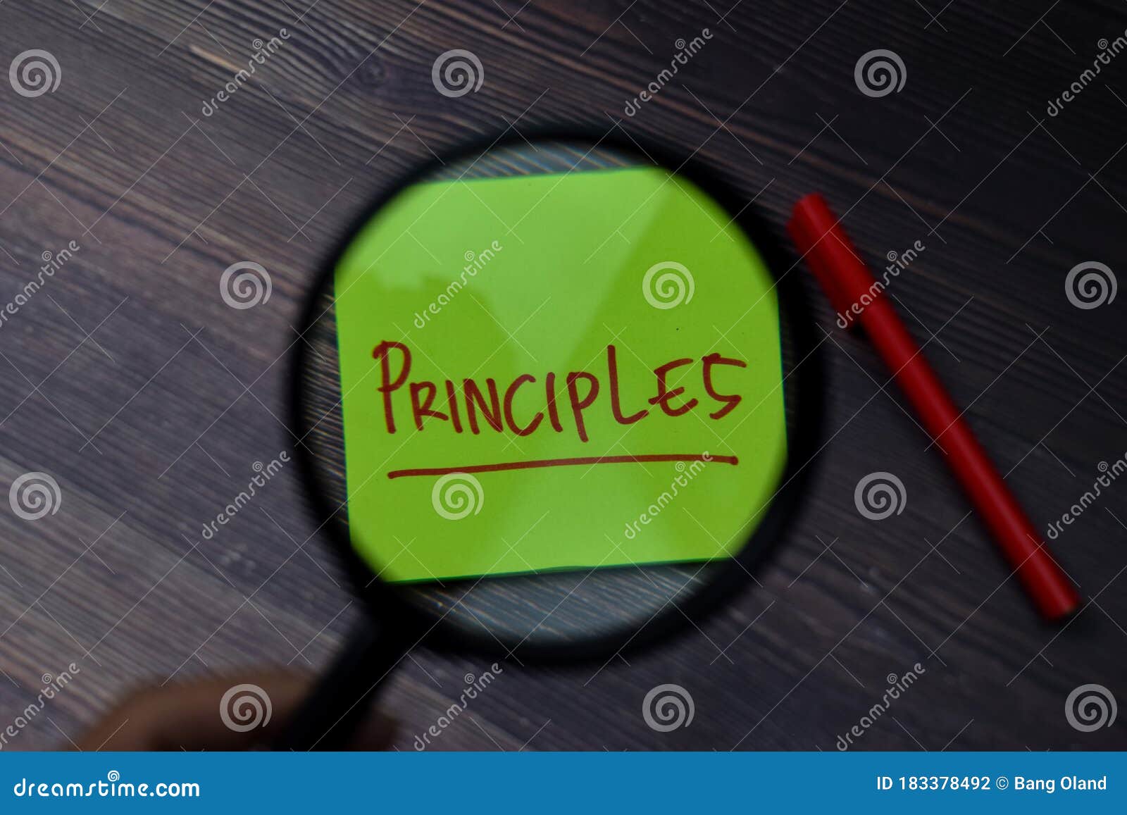 Principles Write on Sticky Note with Magnifying Glass Isolated on ...