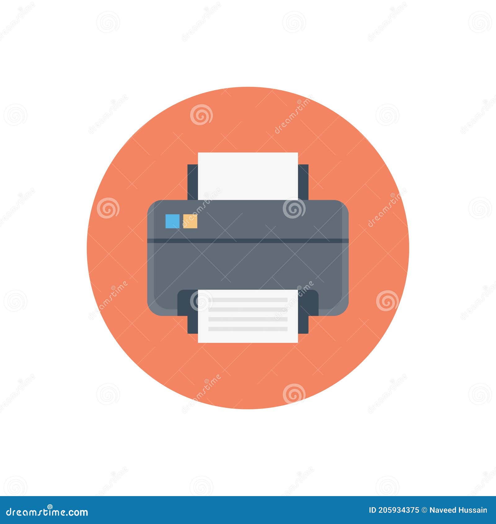 Printer Vector Flat Colour Icon Stock Vector - Illustration of internet ...