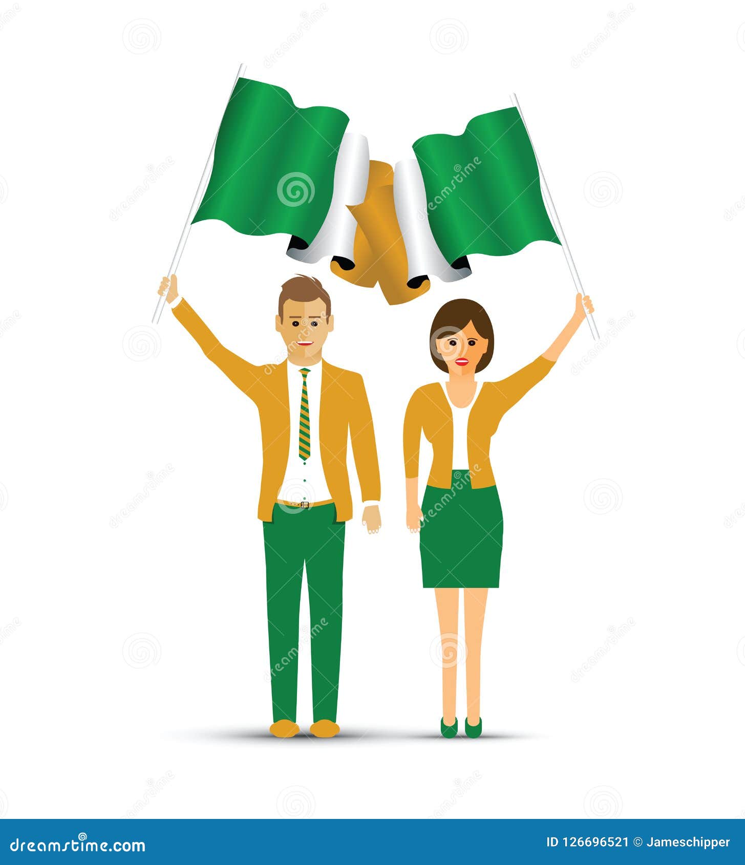 Ireland Flag Waving Man and Woman Stock Vector - Illustration of female ...