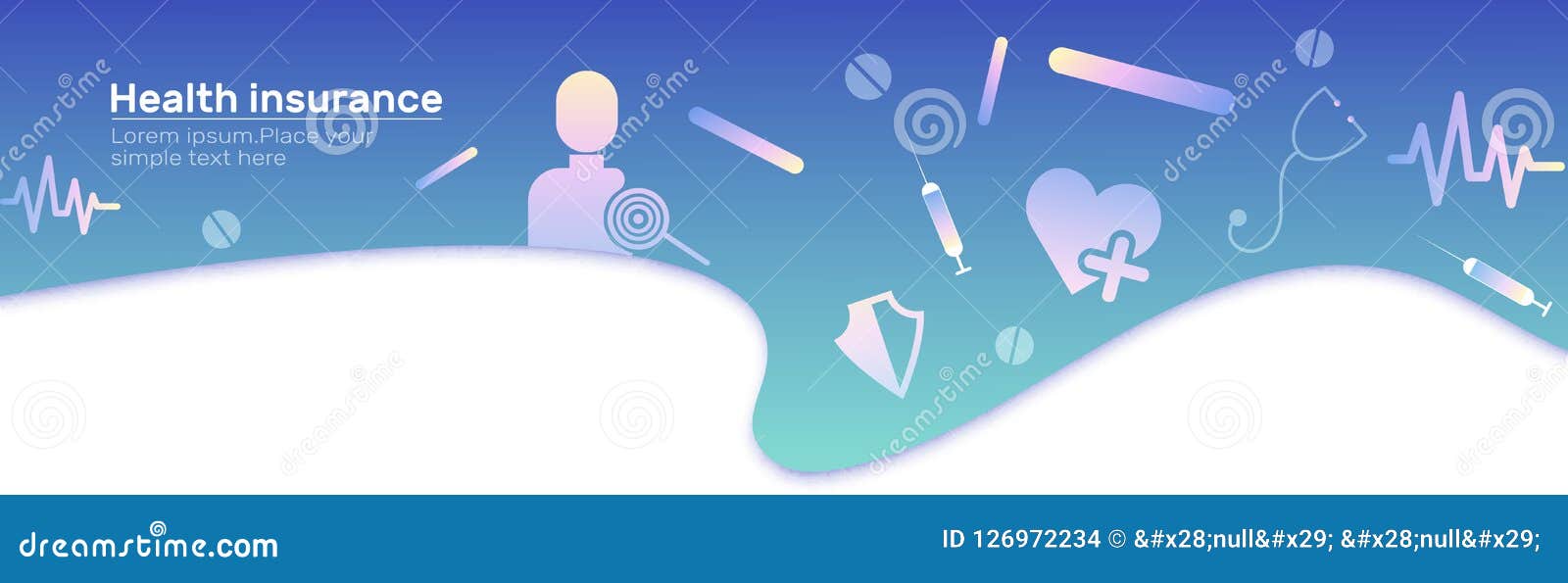 Health Insurance Vector Banner with Icon.Web Background.Medical Set ...