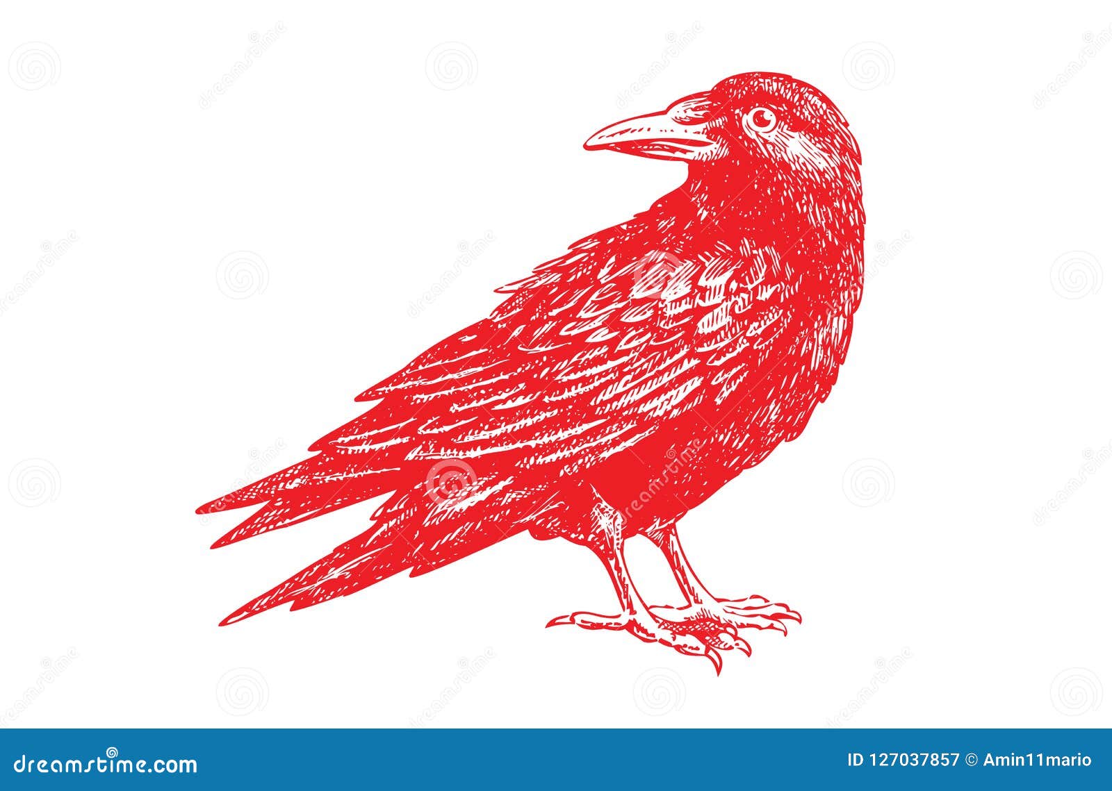Red crow pose stock vector. Illustration of black, raven - 127037857