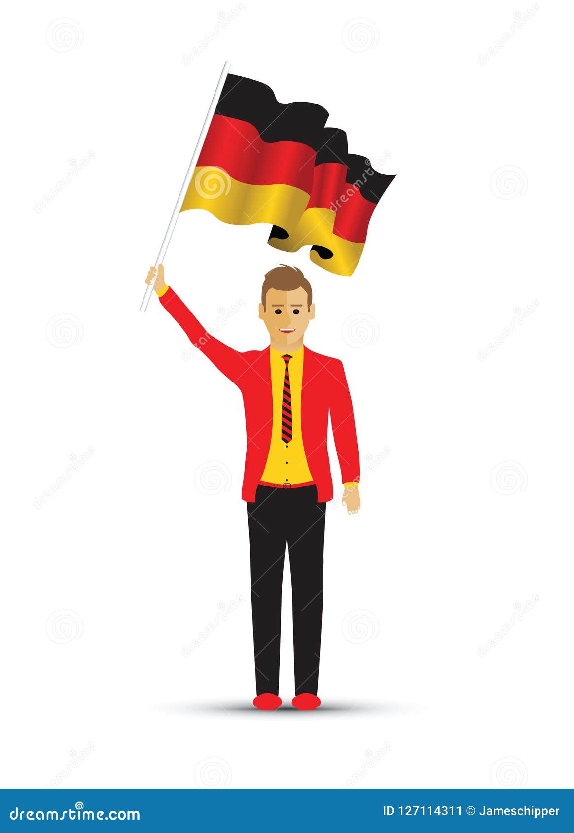 German flag waving man stock vector. Illustration of business - 127114311