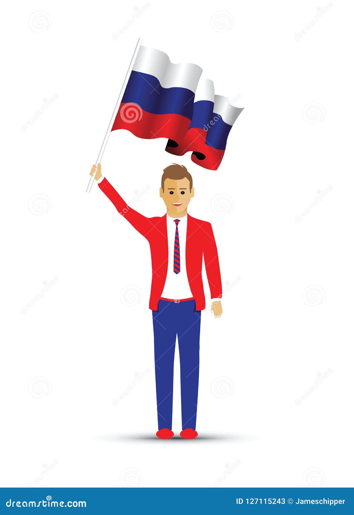 Russia flag waving man stock vector. Illustration of asia - 127115243