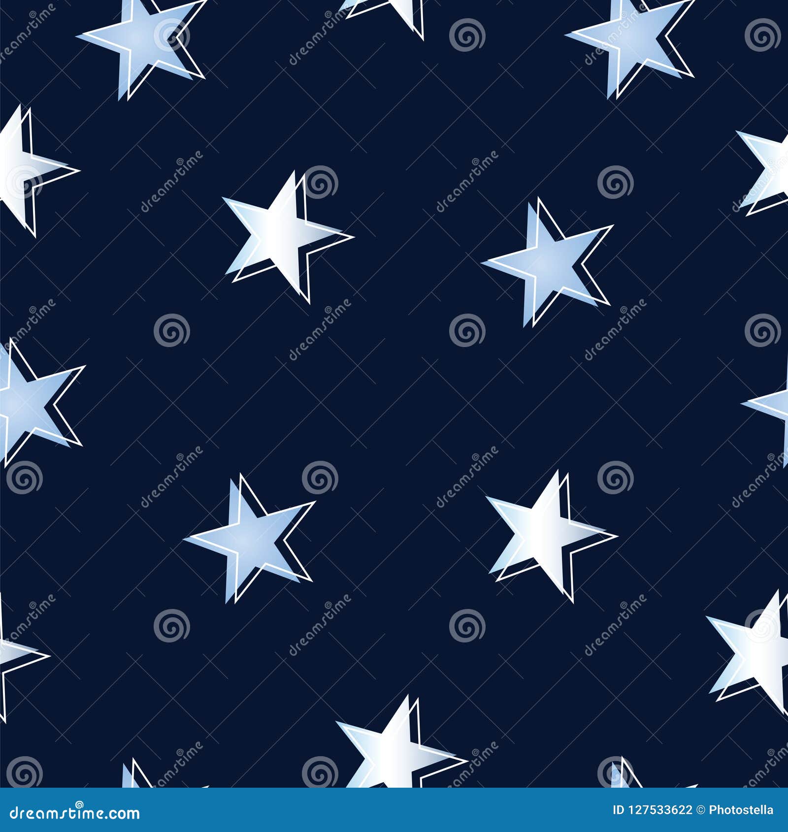 Seamless Pattern with Stars on Dark Blue Background Stock Vector ...