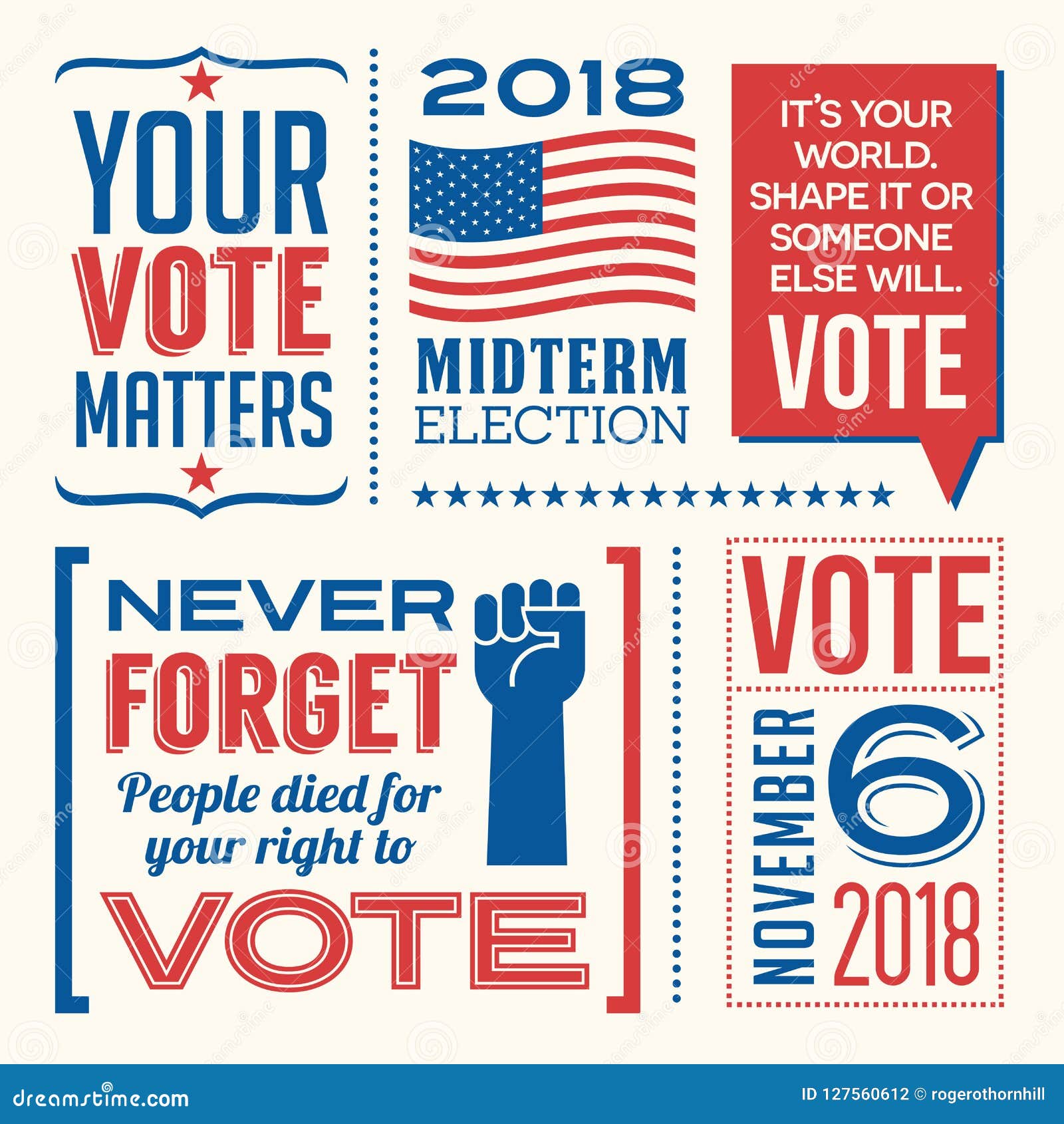 Patriotic Elements and Motivational Messages To Encourage Voting Stock ...