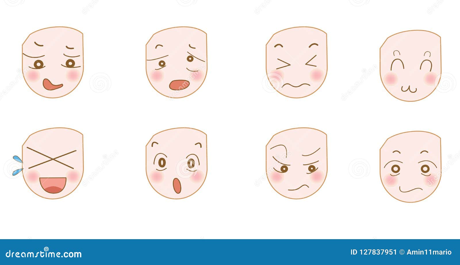 Funny Characters Facial Expressions Stock Vector - Illustration of ...