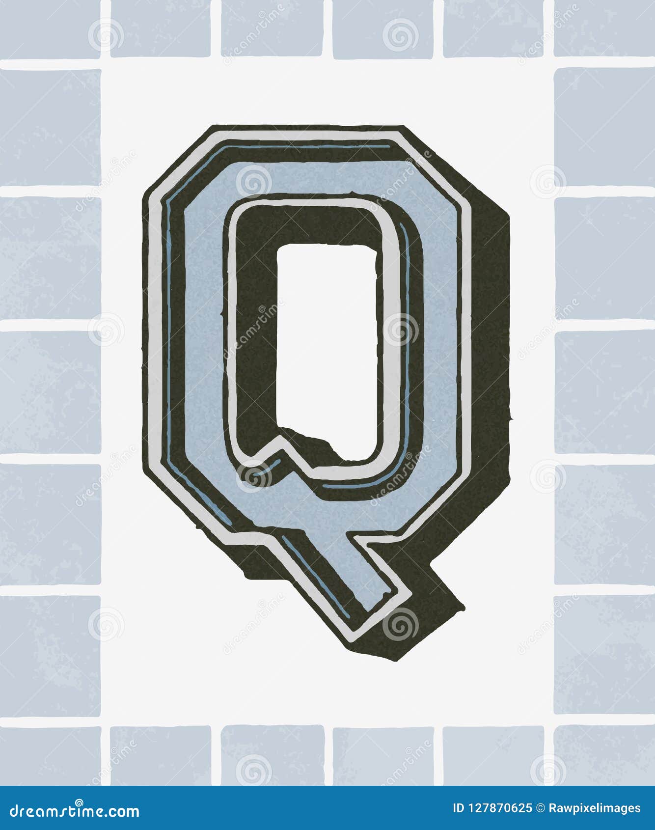 Capital Letter Q Vintage Typography Style Stock Vector - Illustration ...