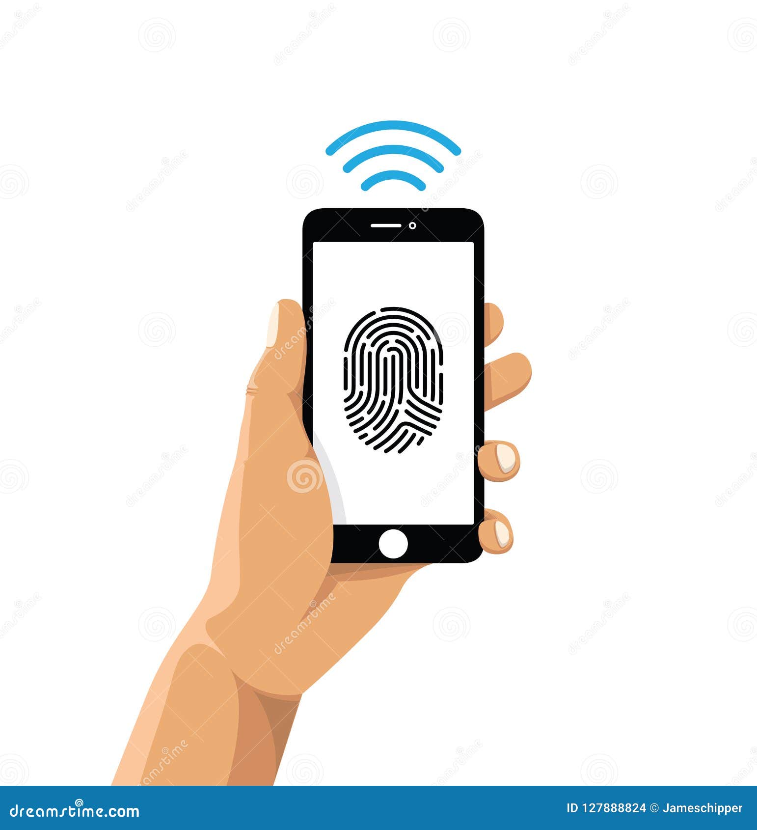 Cell Phone with Finger Print Technology Stock Vector - Illustration of ...