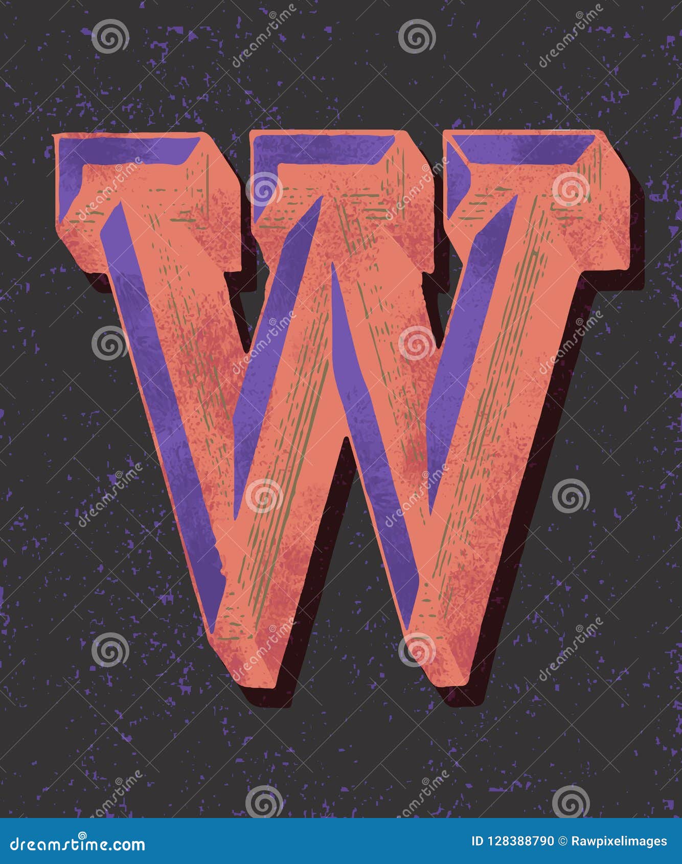 Capital Letter W Vintage Typography Style Stock Vector - Illustration ...