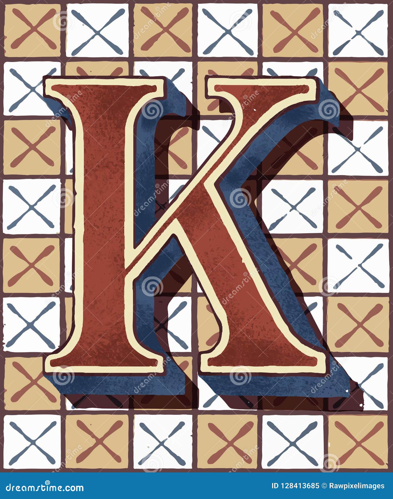 Capital Letter K Vintage Typography Style Stock Vector - Illustration ...