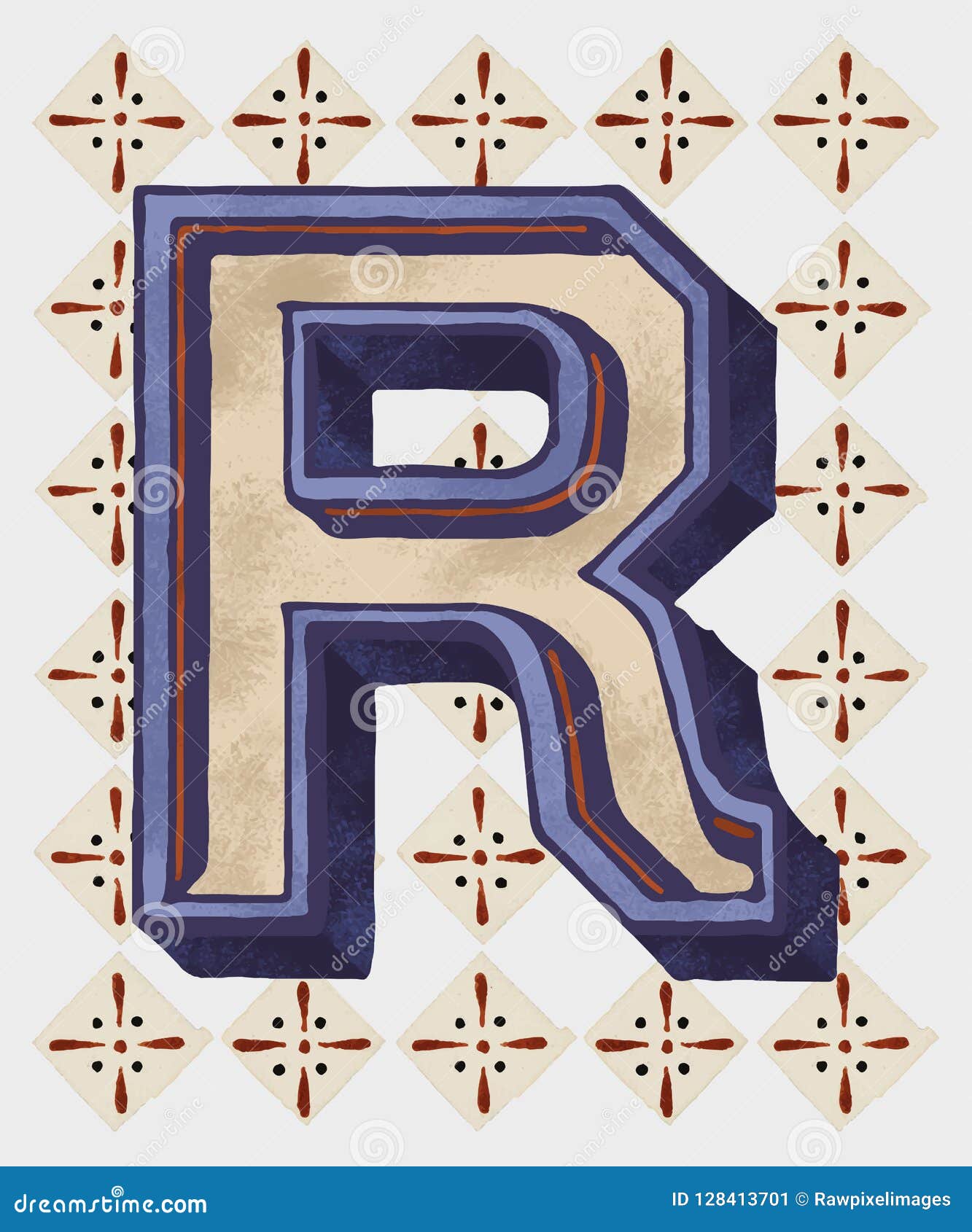 Capital Letter R Vintage Typography Style Stock Vector - Illustration ...