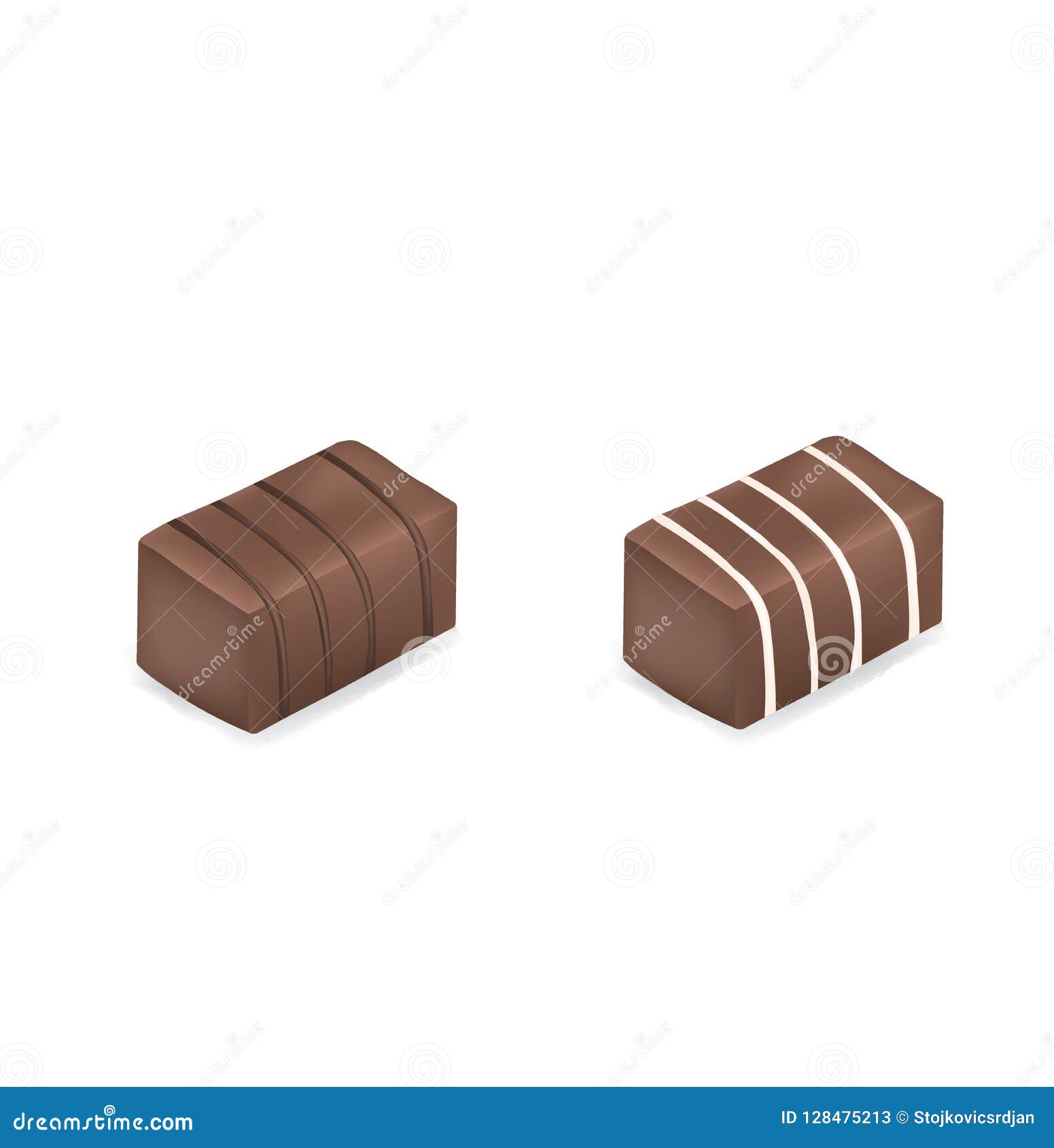Two chocolate candy cubes stock vector. Illustration of pieces - 128475213