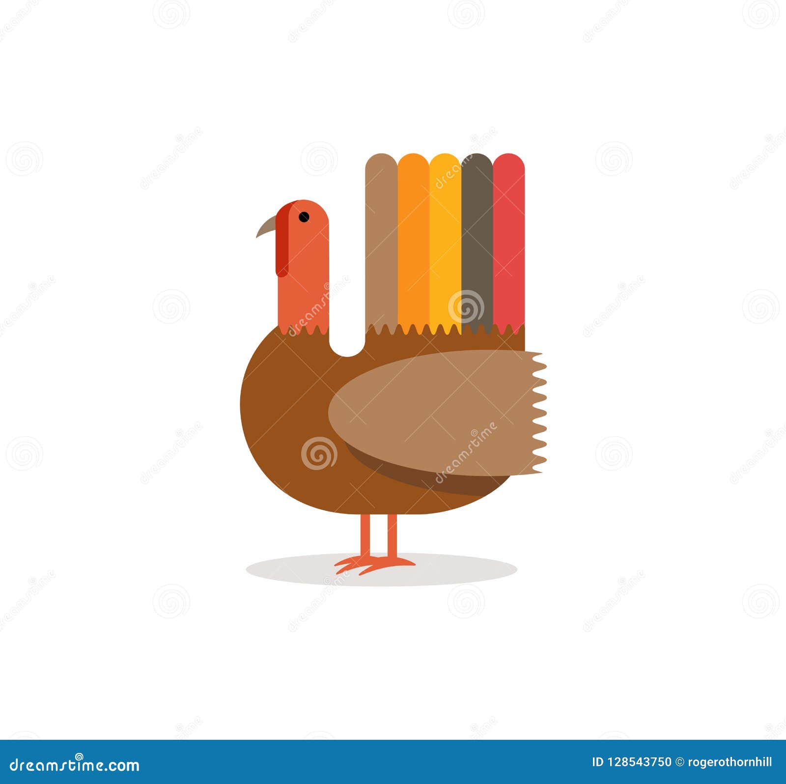 Modern Flat Vector Illustration of a Turkey. Stock Vector ...