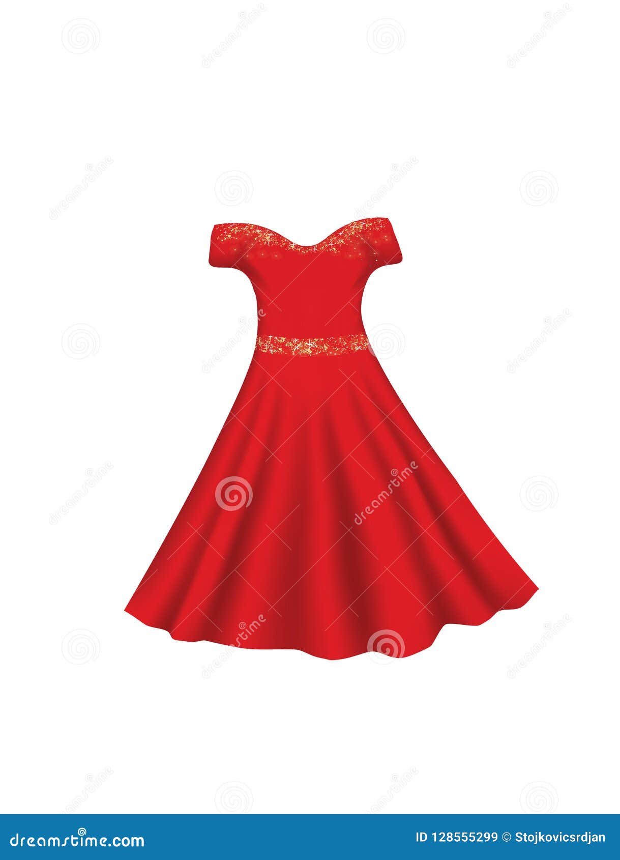 Red dress with glitter stock vector. Illustration of ball - 128555299