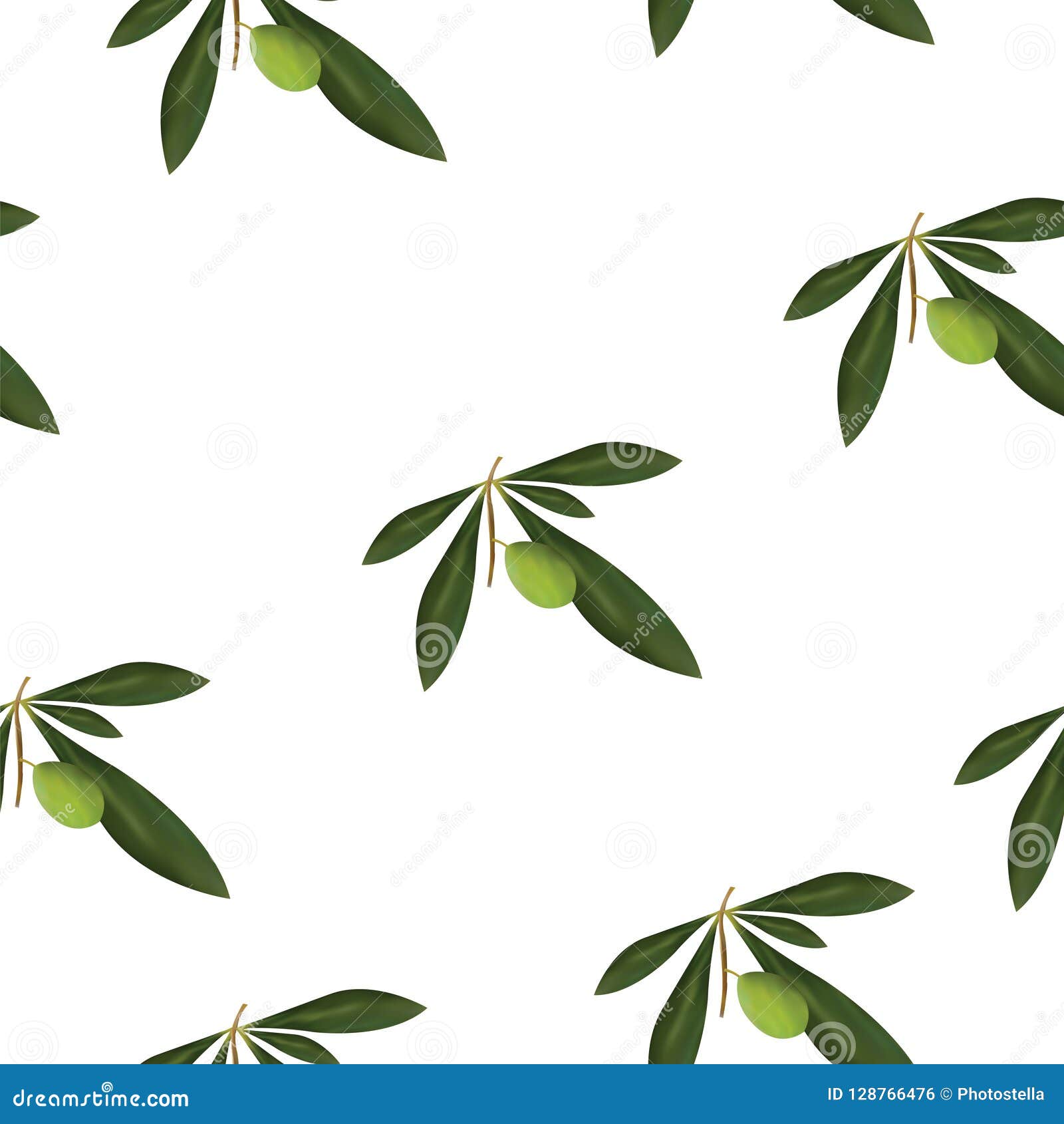 Seamless Pattern with Green Olive Tree Vector - Floral Pattern Stock ...