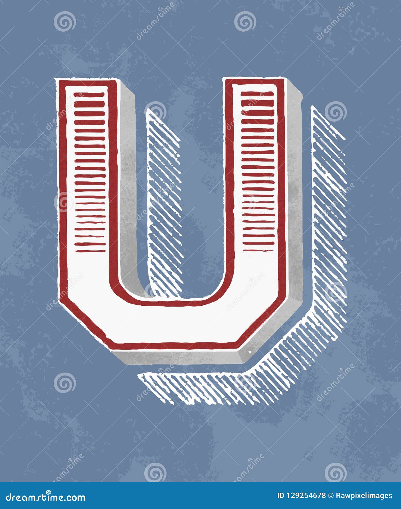Capital Letter U Vintage Typography Style Stock Vector - Illustration ...