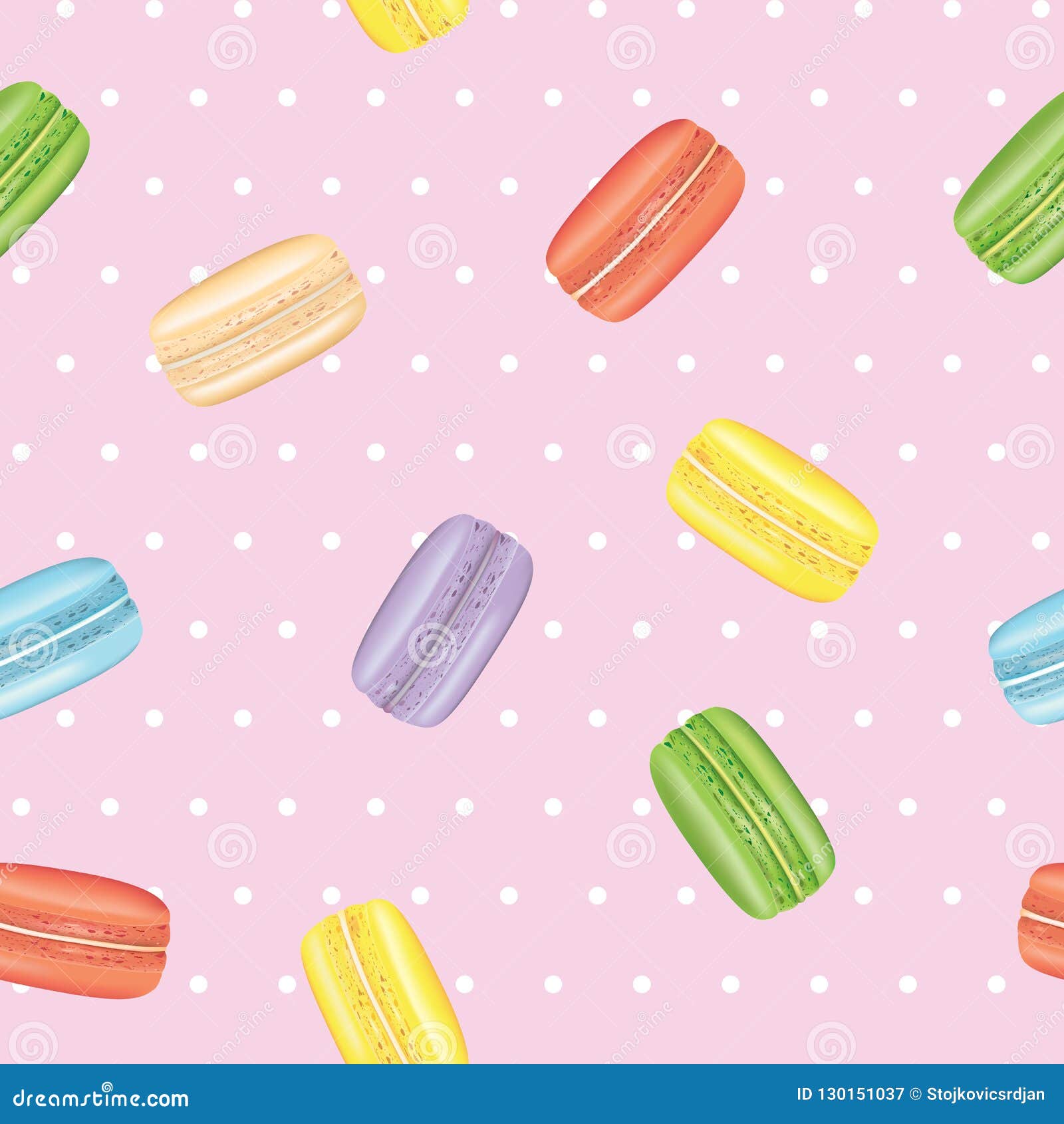 Macarons Seamless Pattern Cartoon Vector | CartoonDealer.com #130151037