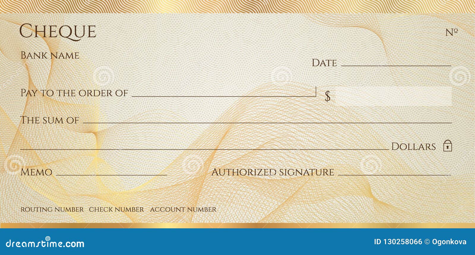 Check, Cheque Chequebook Template. Guilloche Pattern with Abstract Line ...