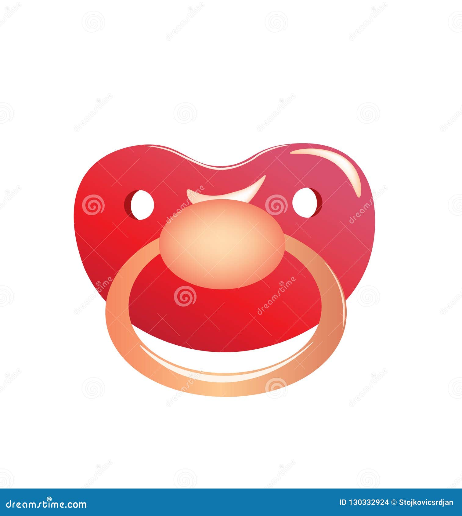 Red Pacifier on White Background Stock Vector - Illustration of goods ...