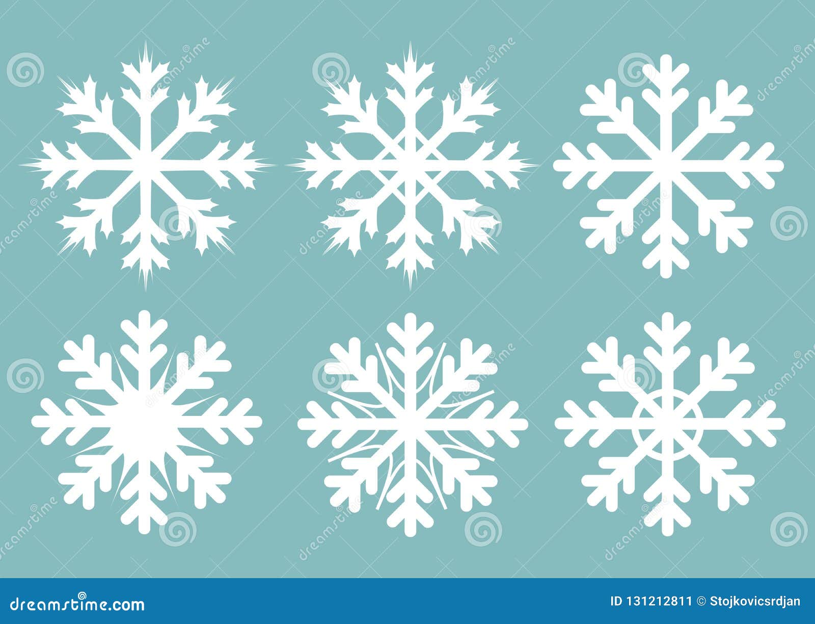 Six snowflakes set stock vector. Illustration of cold - 131212811