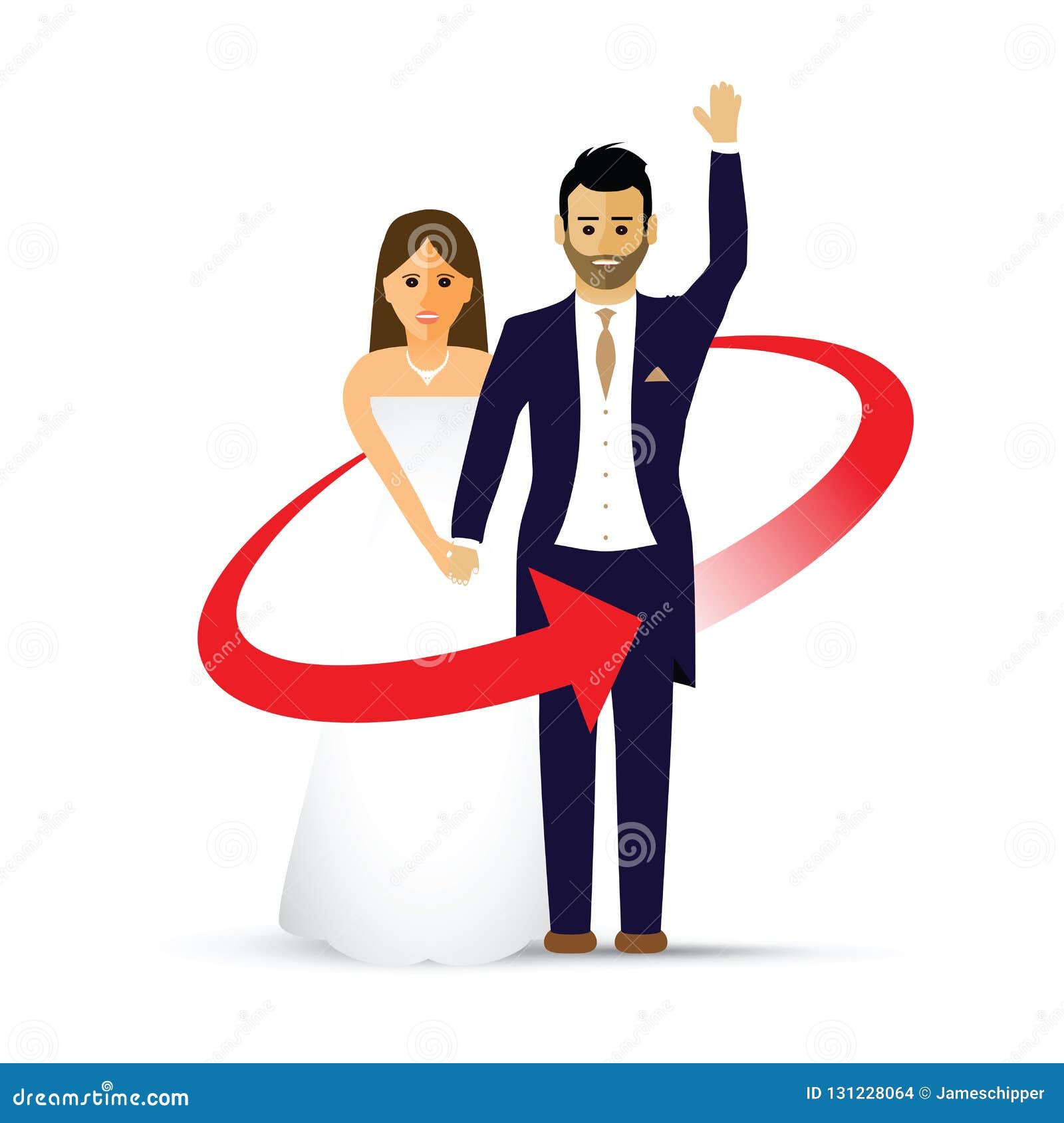 Waving Wedding Couple As an Icon Stock Vector - Illustration of bride ...