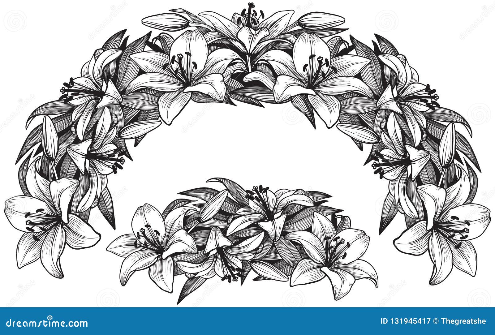 Lily Flower Arc Composition and Vignette Stock Vector - Illustration of ...