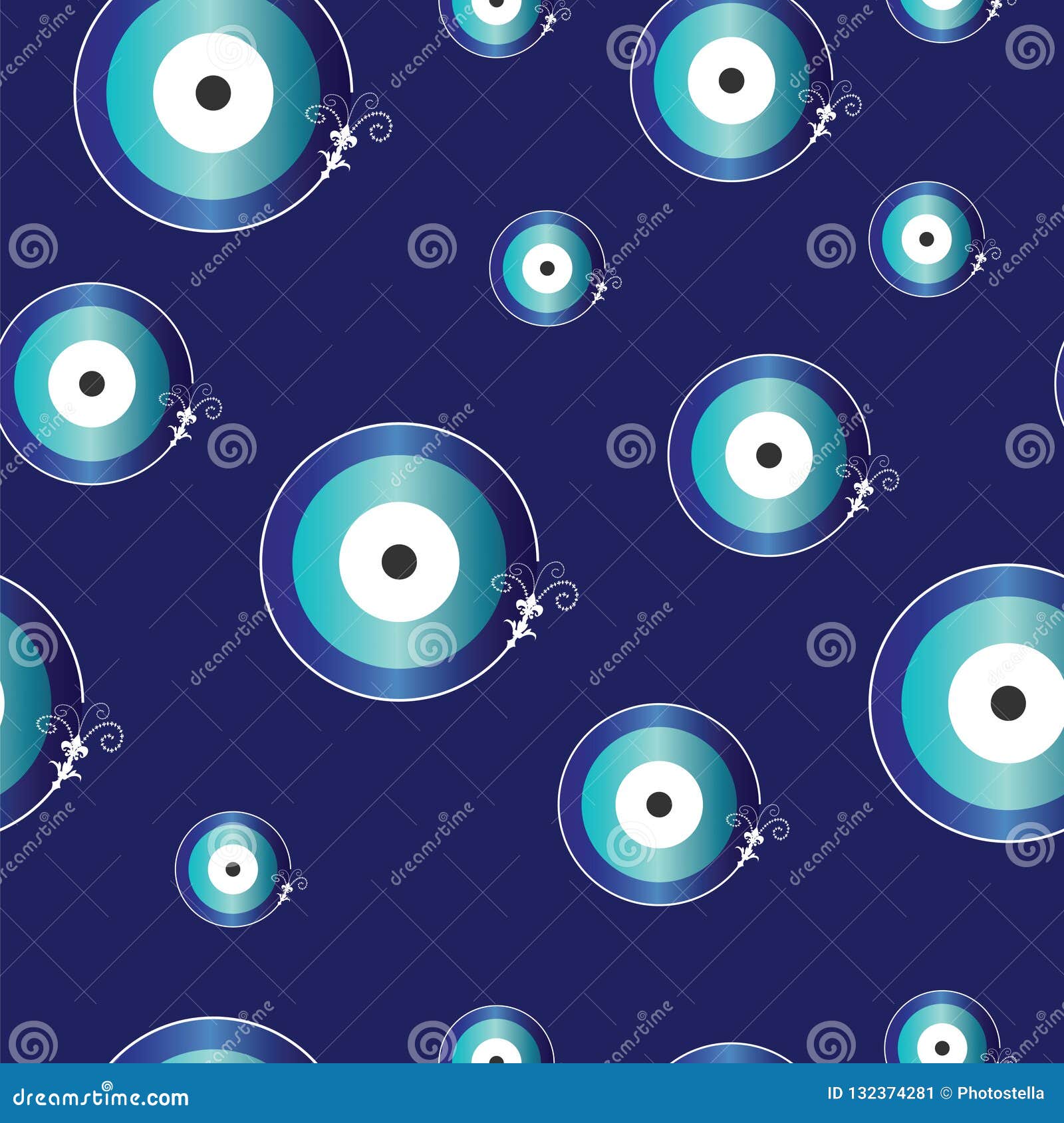 Seamless Pattern with Artistic Evil Eye Vector Stock Vector ...