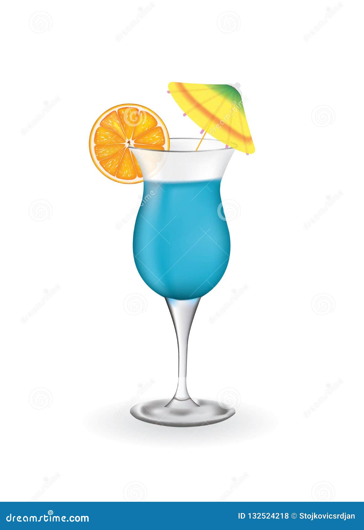 Blue cocktail in glass stock vector. Illustration of classic - 132524218