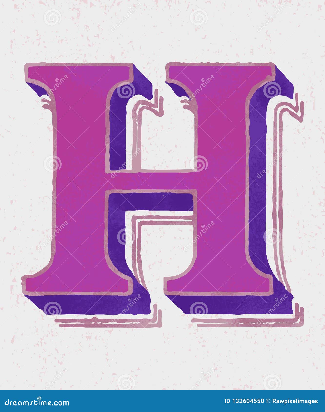 Capital Letter H Vintage Typography Style Stock Vector - Illustration ...