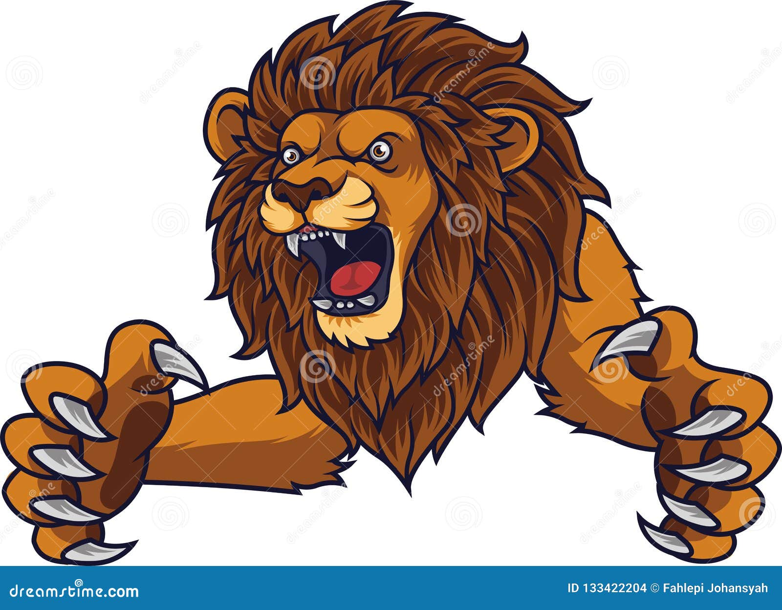 Angry leaping lion stock vector. Illustration of mighty - 133422204