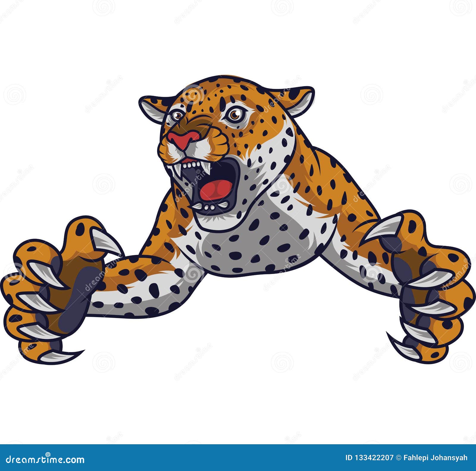 Angry leaping leopard stock vector. Illustration of mane - 133422207