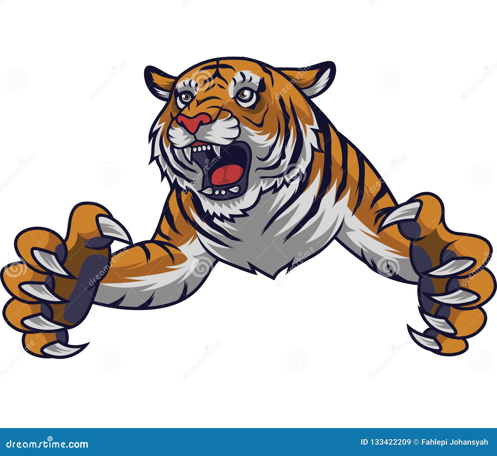 Angry leaping tiger stock vector. Illustration of furious - 133422209