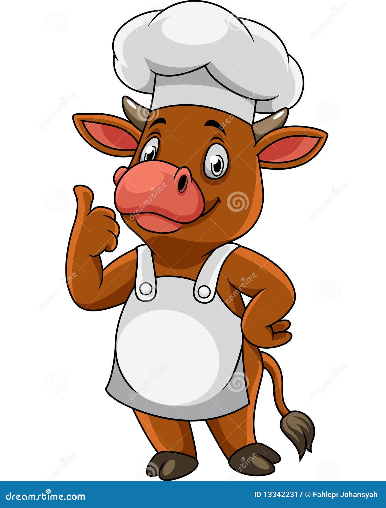 Cartoon Happy Cow Chef Giving Thumbs Up Stock Vector - Illustration of ...