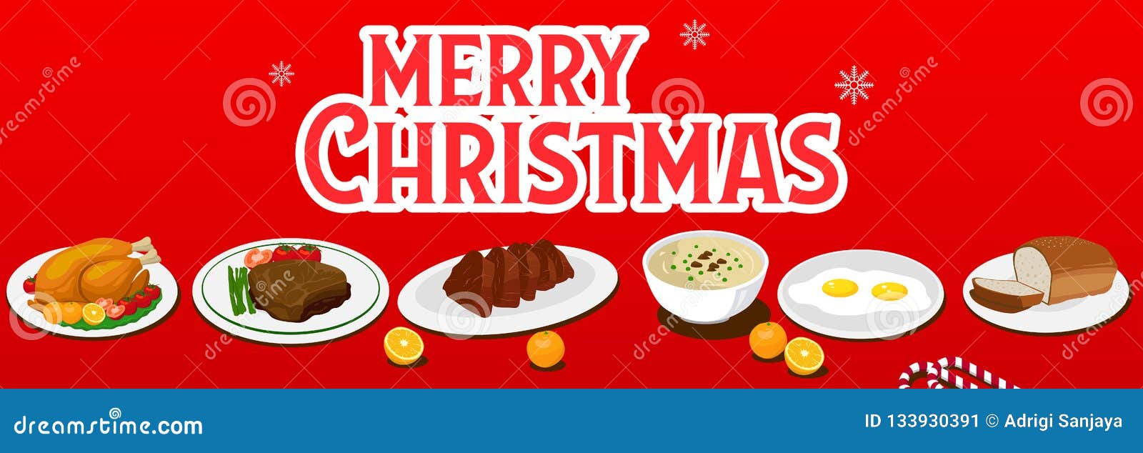 Christmas with Food Decoration and Ornaments Background Vector Stock ...