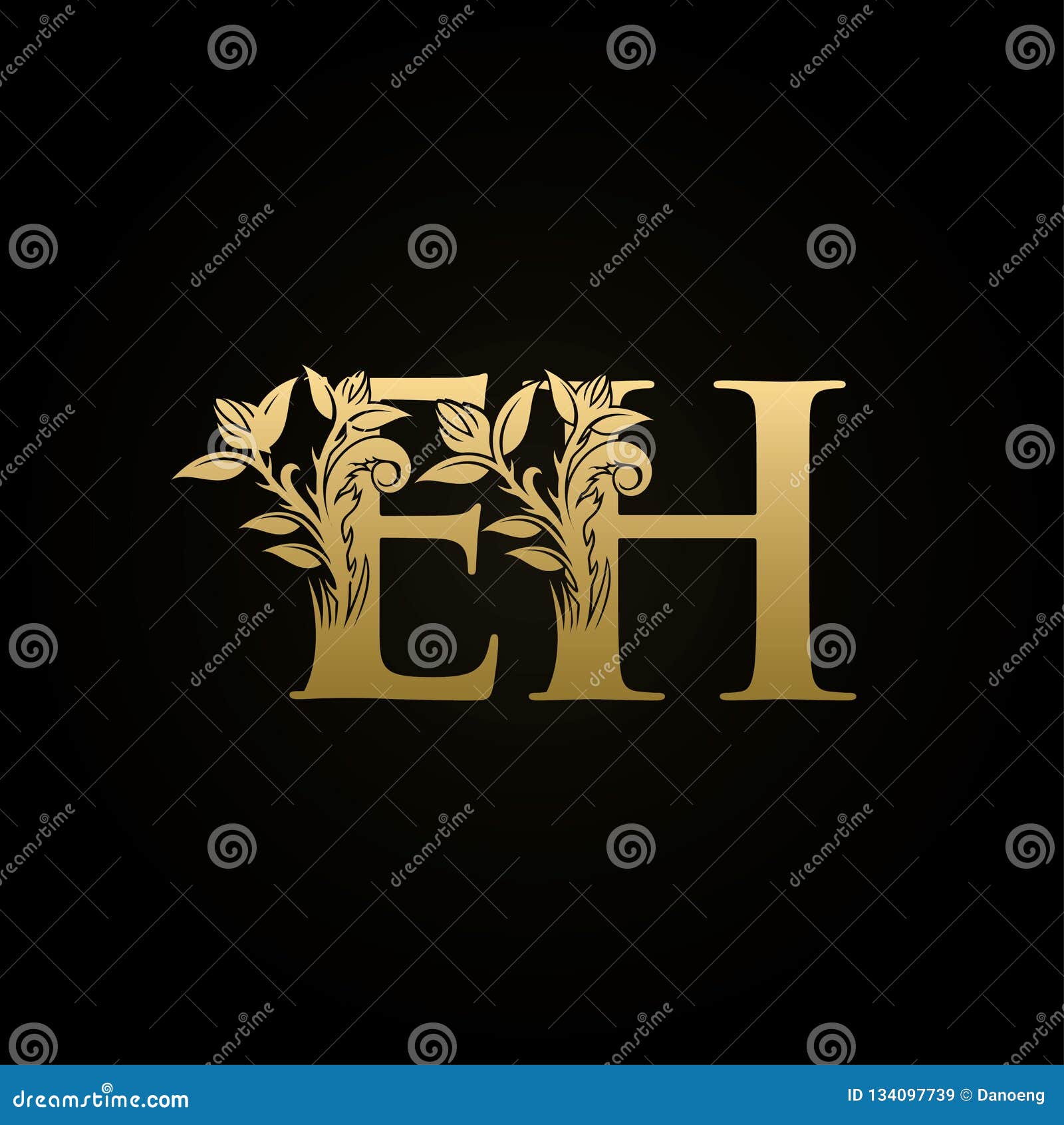 Classy EH Letter Gold logo stock illustration. Illustration of floral ...