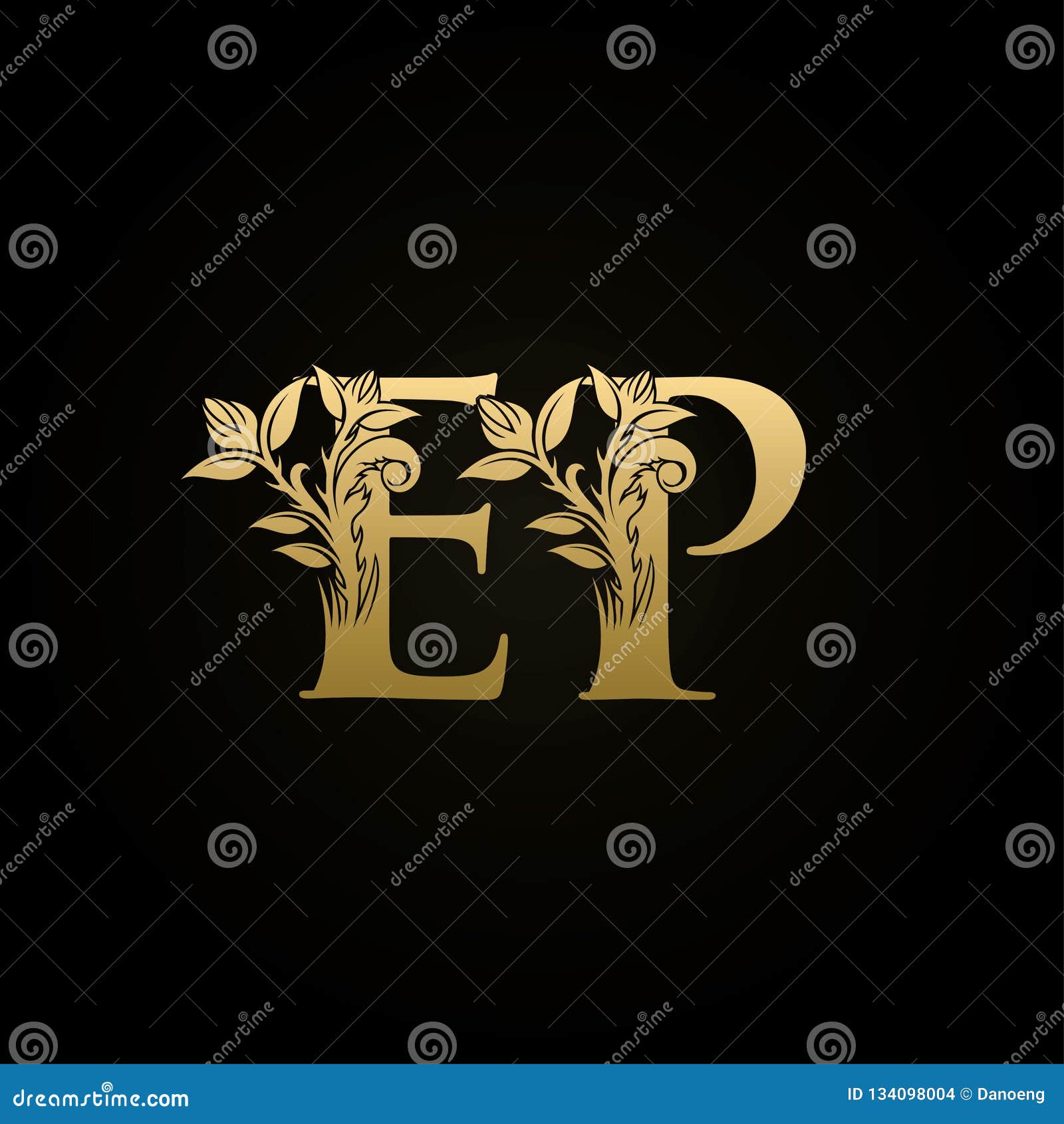 Gold EP Letter Logo stock illustration. Illustration of classy - 134098004