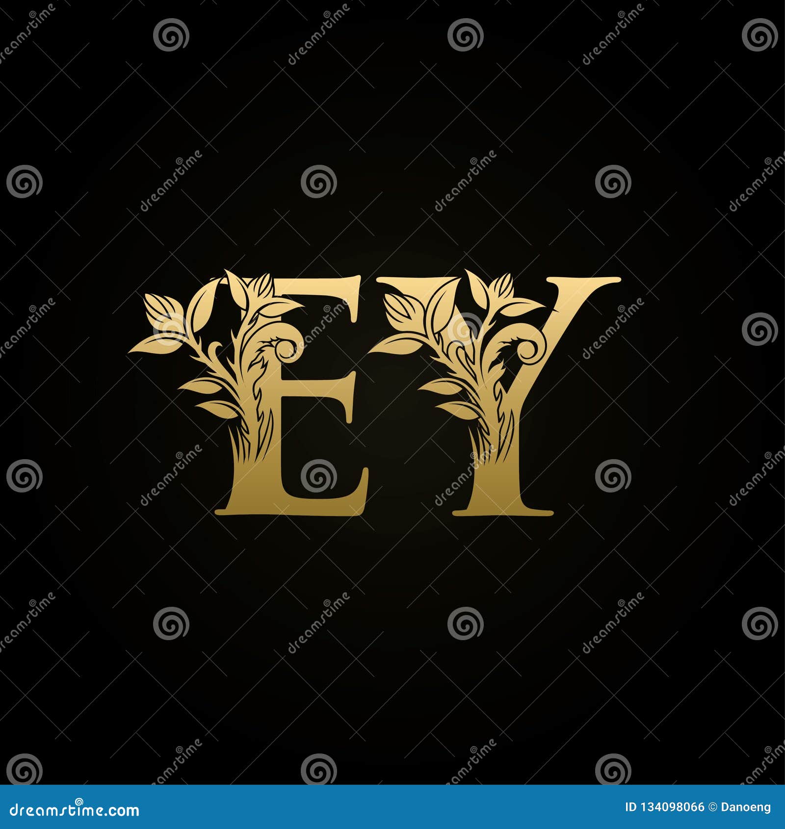 Gold Luxury Floral Crests EY Letter Logo Stock Illustration ...