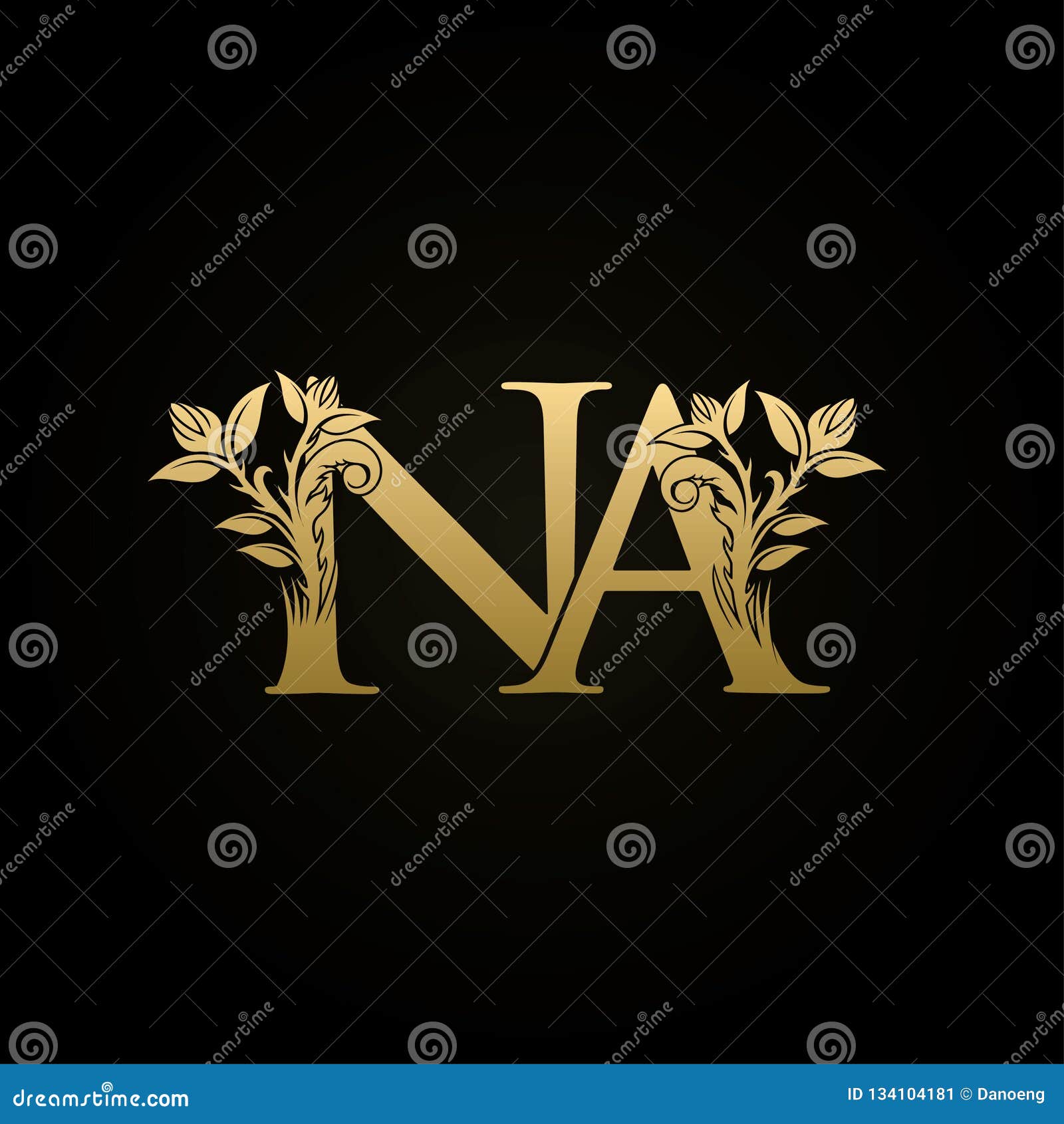 Gold Luxury Floral Crests NA Letter Logo Stock Illustration ...
