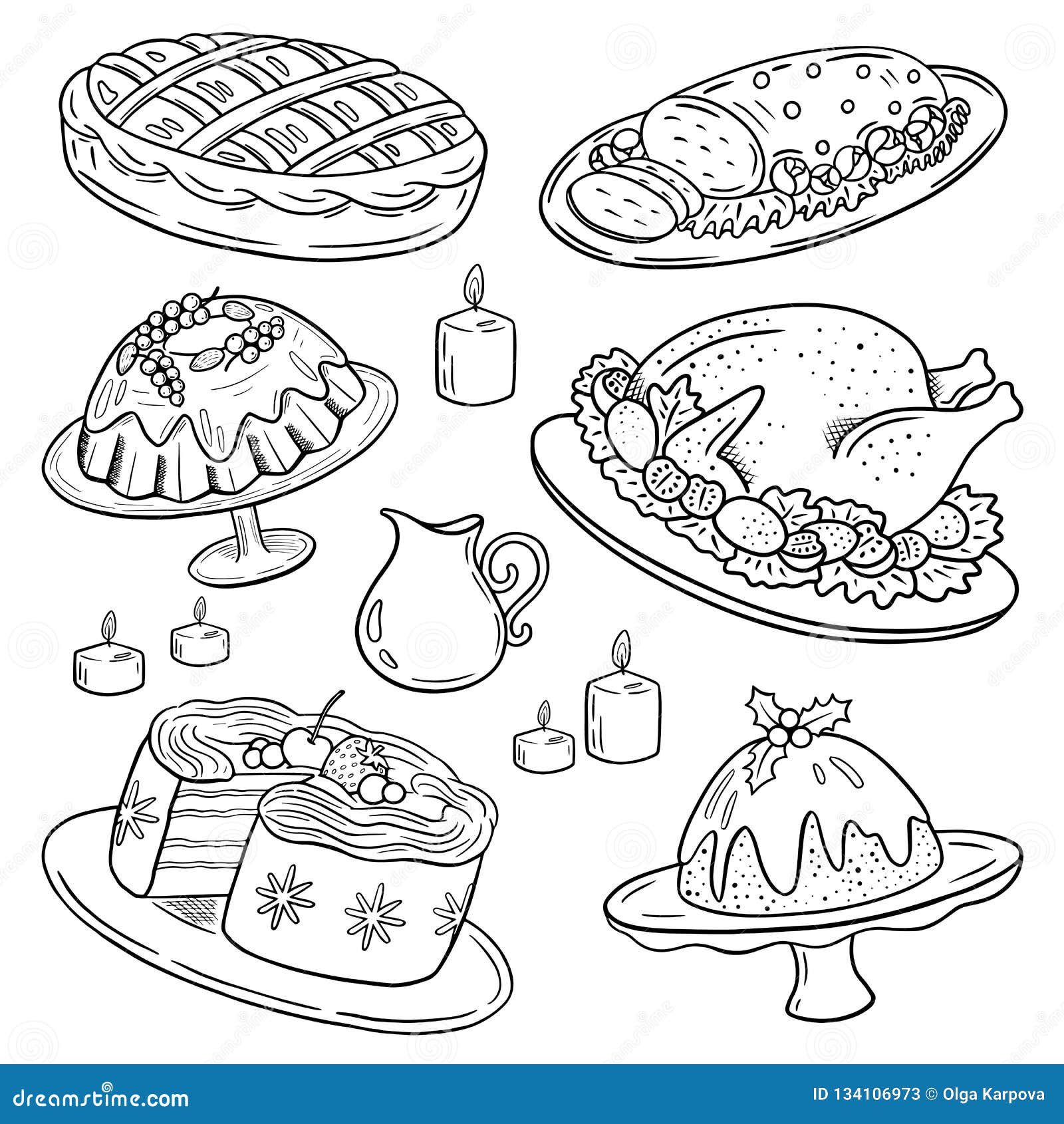 Christmas Festive Food Collection, Family Dinner Set, Turkey, Pudding ...