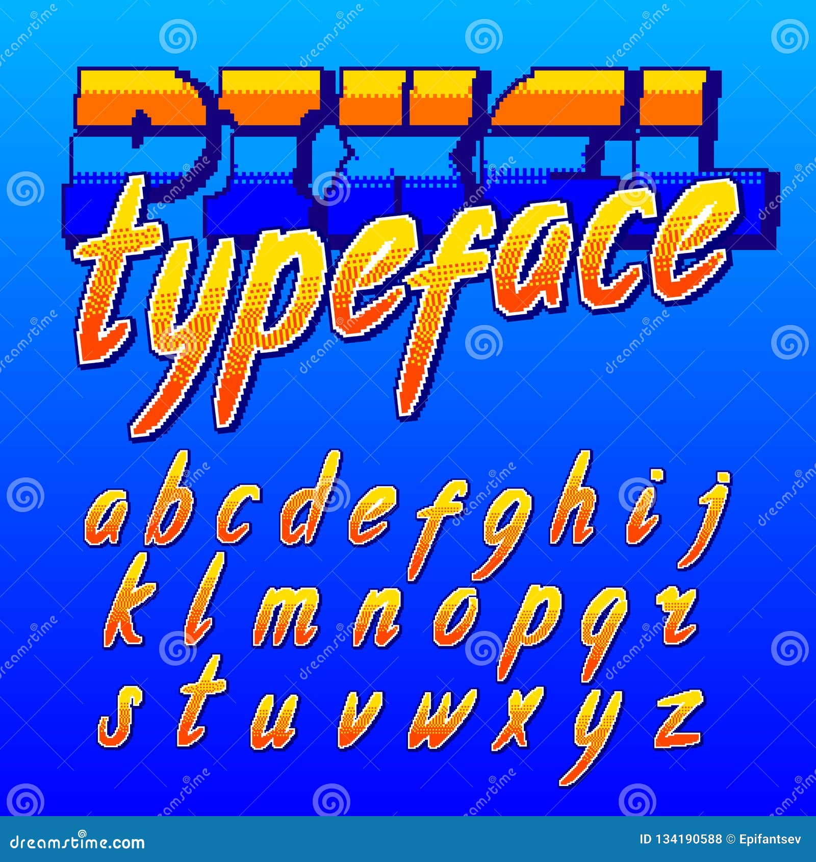 Pixel Typeface. Retro Arcade Game Alphabet Font. Lowercase Script ...