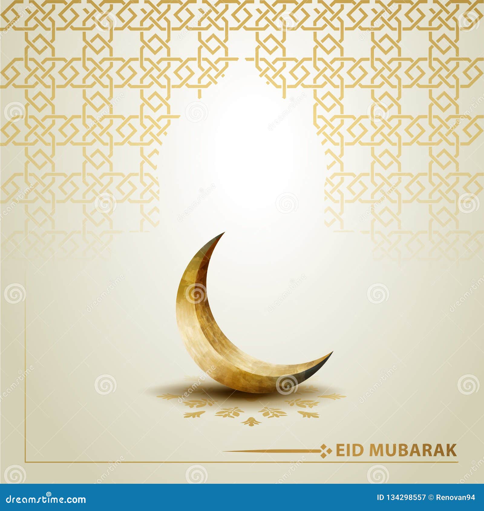 Printislamic Template Design Gold Crescent Moon and Decorative Mosque ...