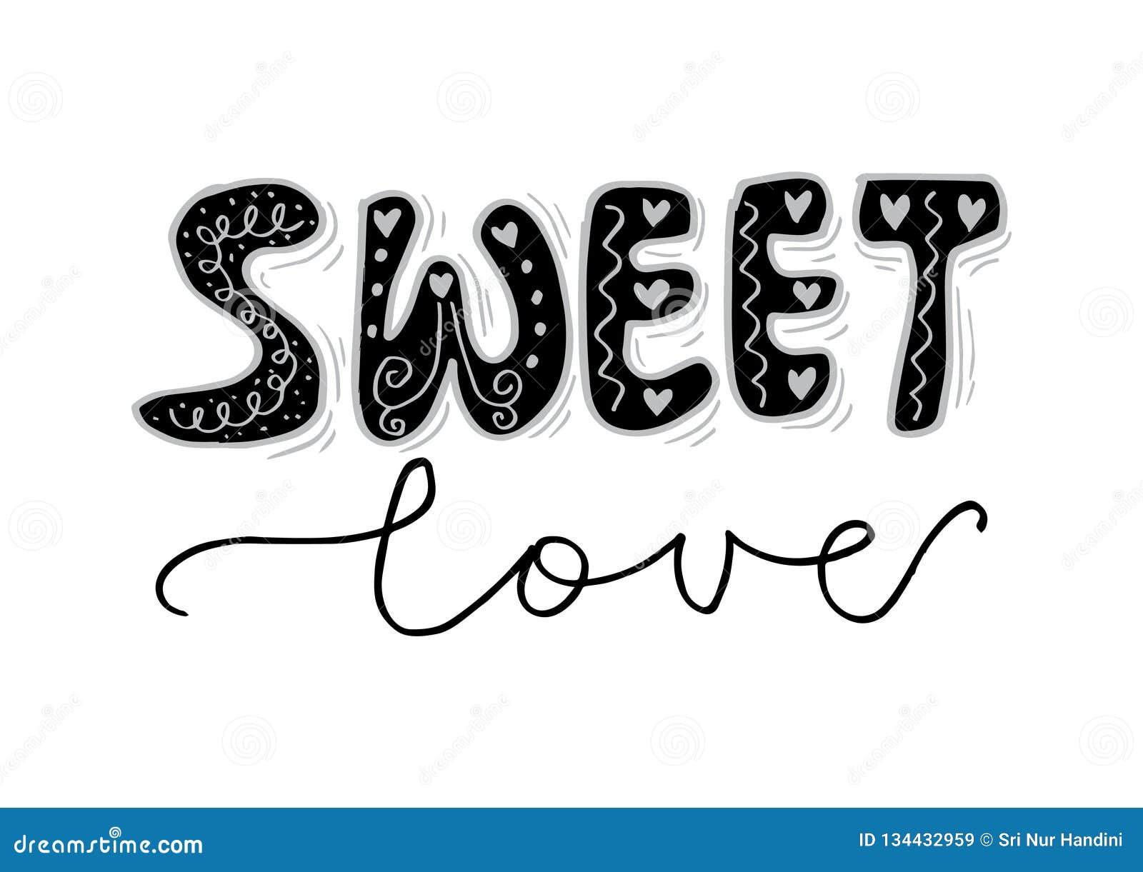 Handwritten Lettering Sweet Love. Stock Illustration - Illustration of ...