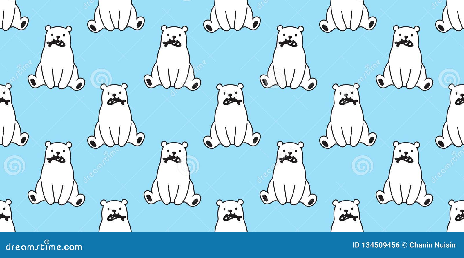 Bear Seamless Pattern Polar Bear Vector Panda Teddy Isolated Background ...
