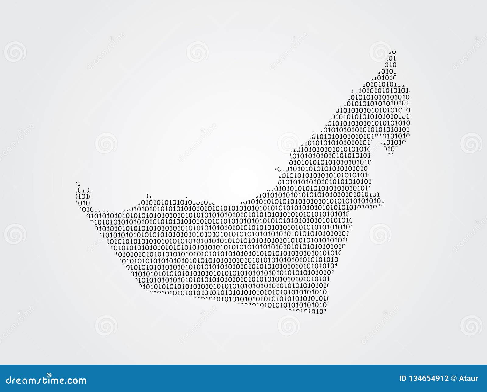 United Arab Emirates or UAE Vector Map Illustration Using Binary Digits ...