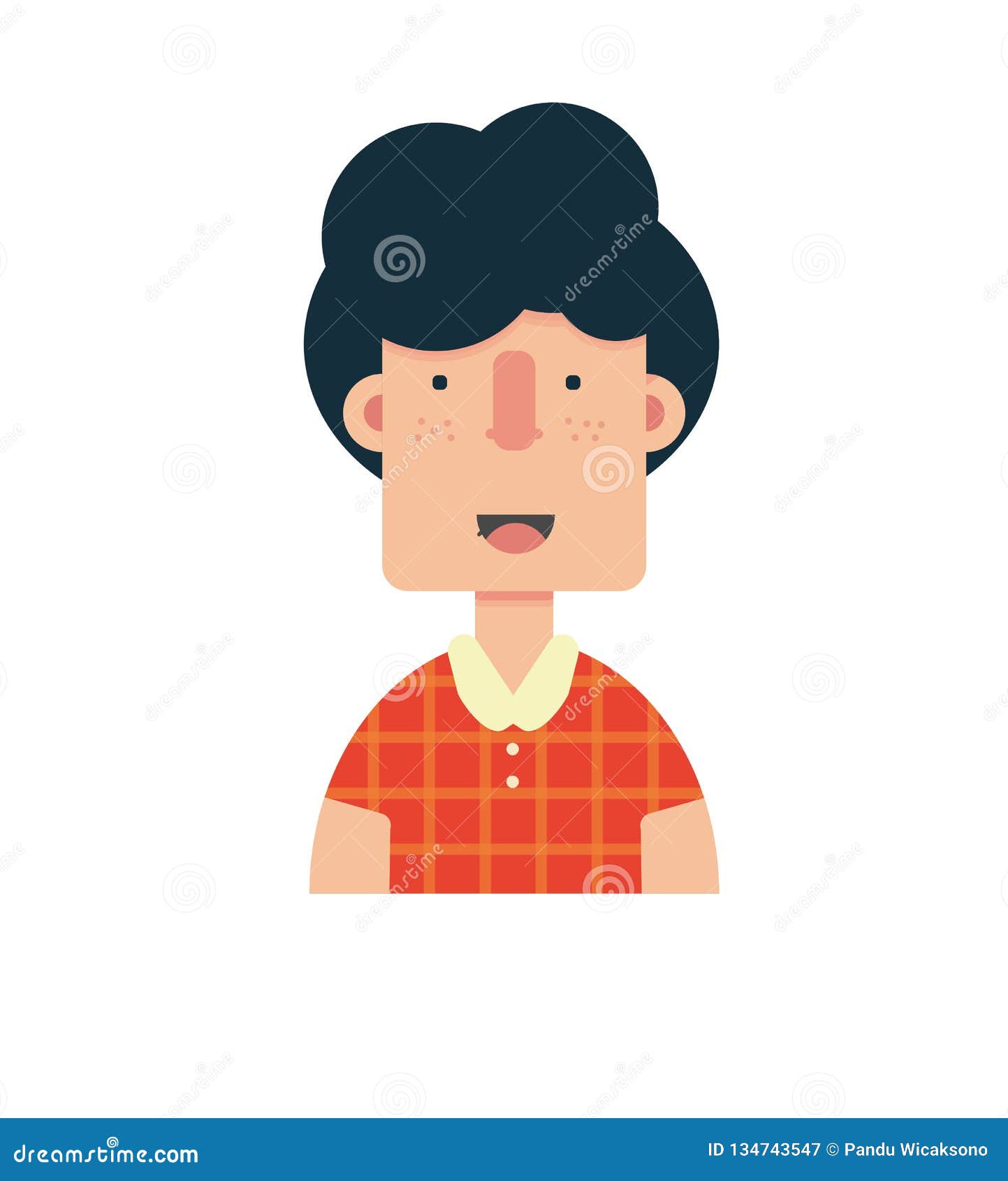 Curly boy stock illustration. Illustration of flat, vector - 134743547