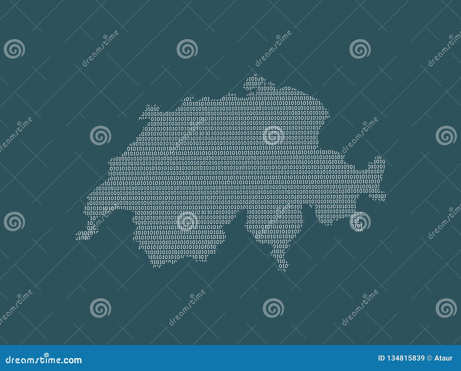 Switzerland Vector Map Using White Binary Digits on Dark Background To ...