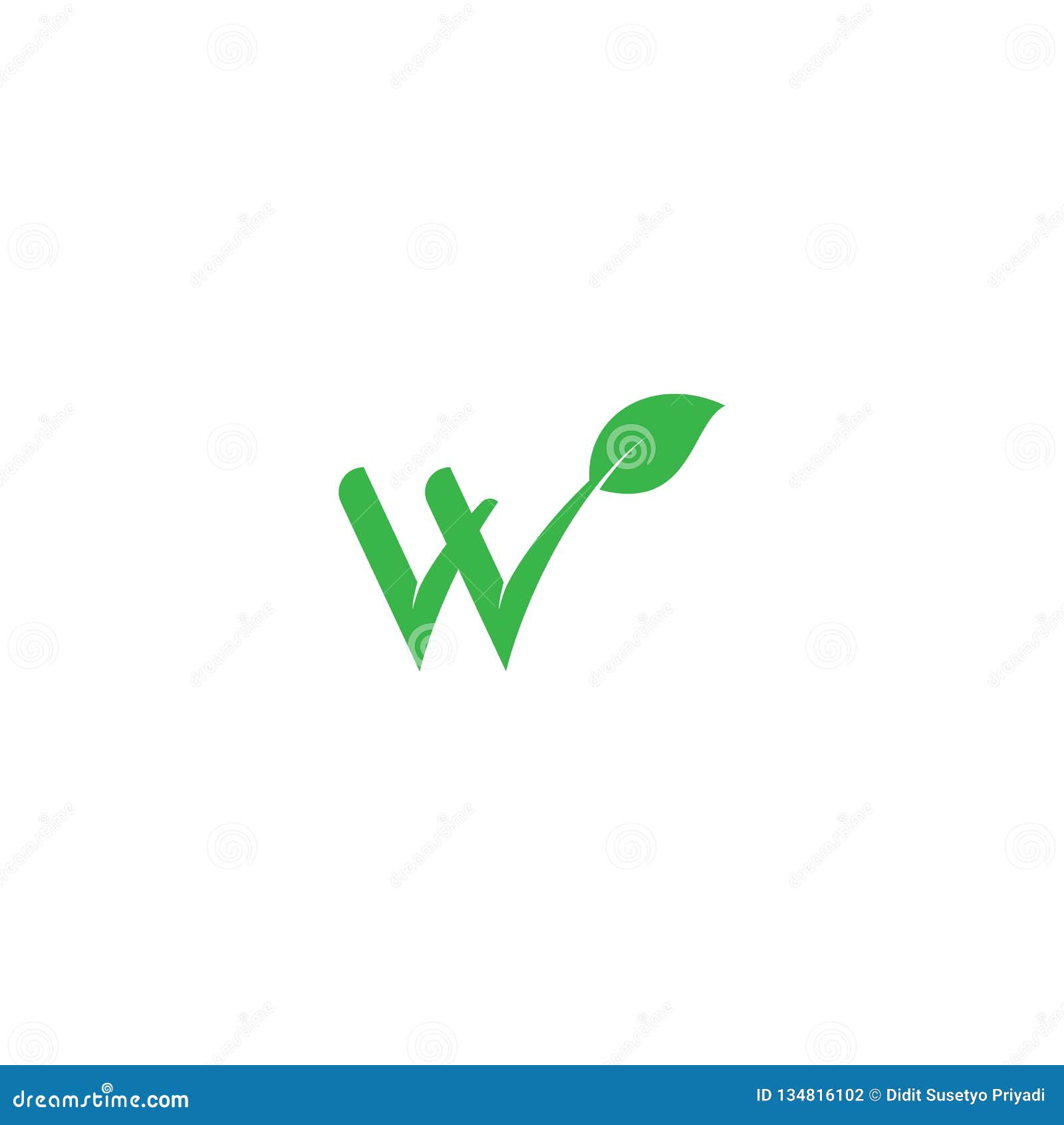 W Letter with Green Leaves Eco Logo Stock Illustration - Illustration ...