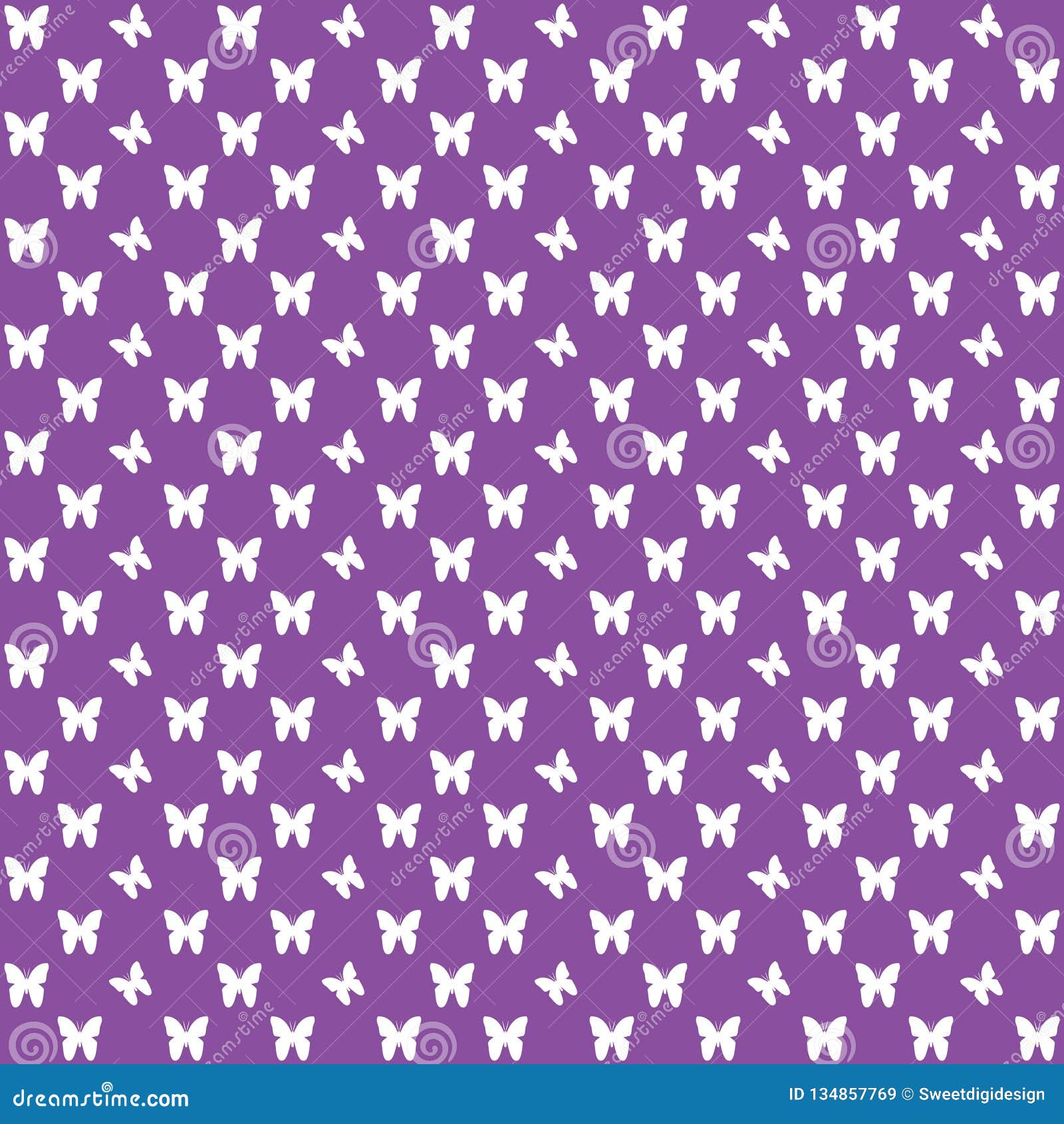 Purple Seamless Butterfly Pattern, Butterflies Vector Background Stock ...