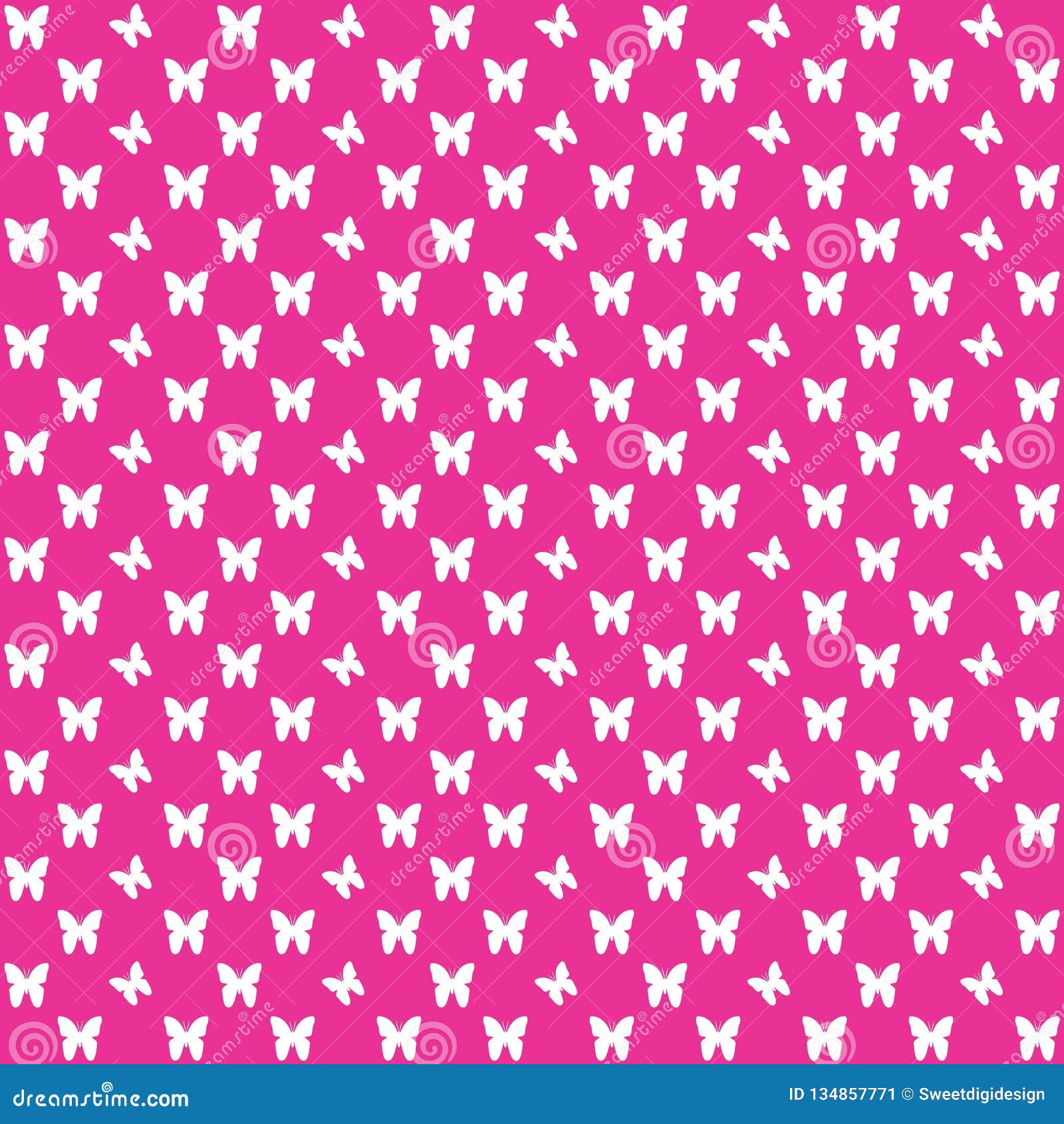 Pink Seamless Butterfly Pattern, Butterflies Vector Background Stock ...