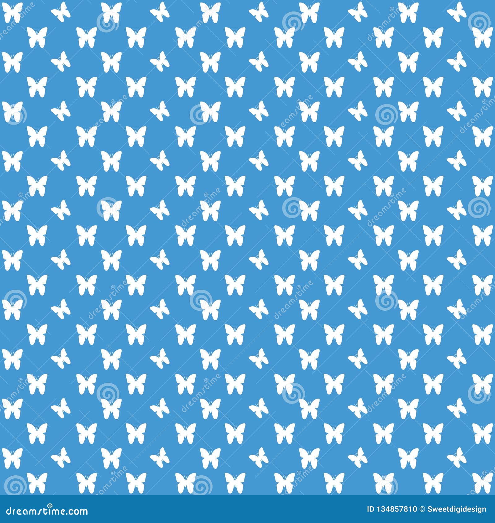 Blue Seamless Butterfly Pattern, Butterflies Vector Background Stock ...